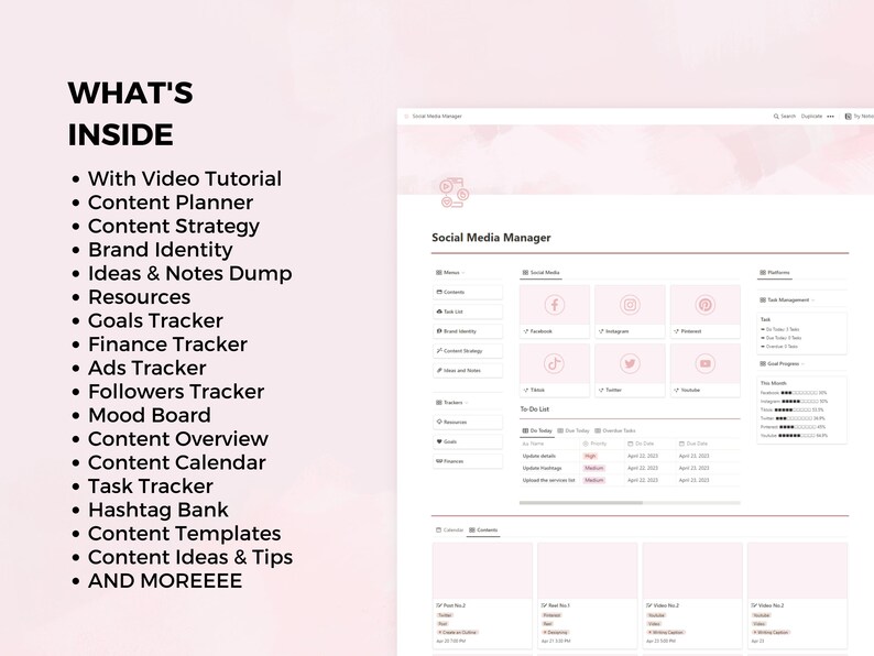 Notion Social Media Content Planner, Digital Content Creator Template ...