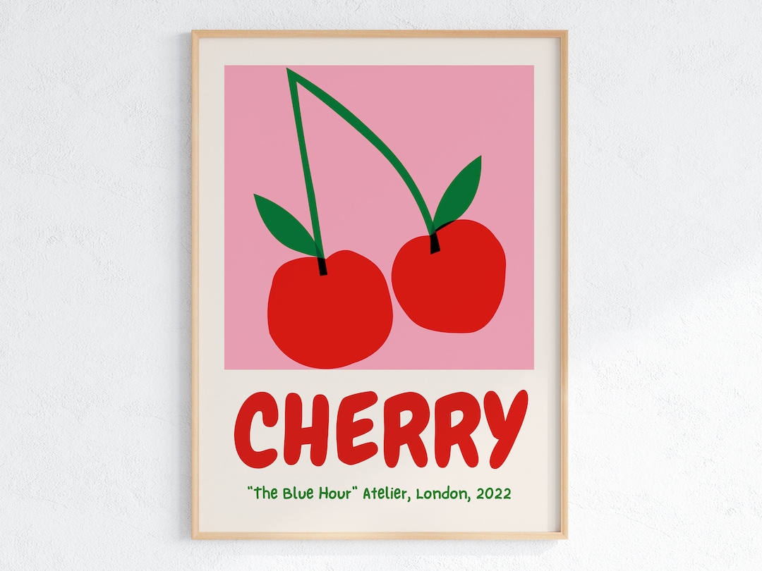 Cherry Print, Fruit Market Poster, Cherry Wall Art, Retro Cherry Print, Cherry Art Print, Fruit ...