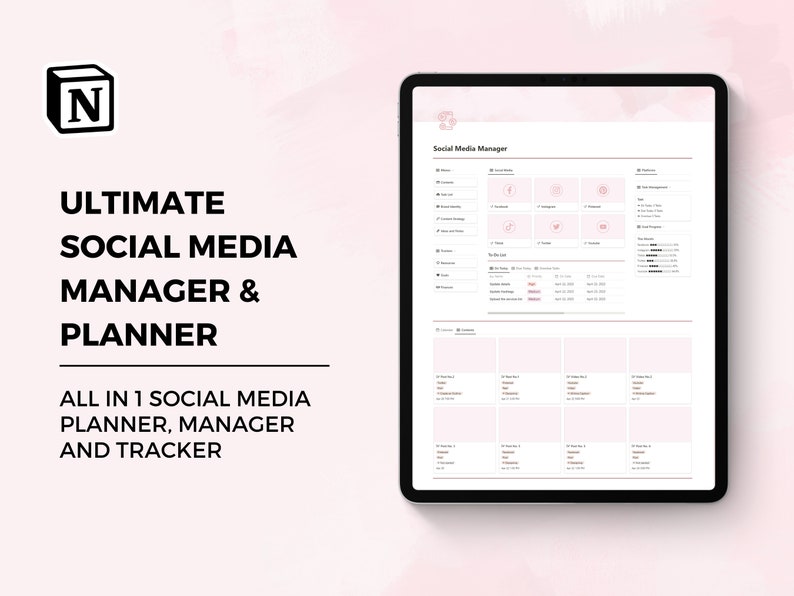 Notion Social Media Content Planner, Digital Content Creator Template ...