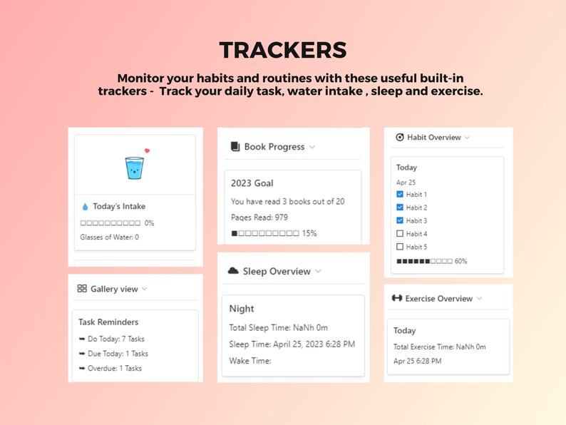 2023 Updated Notion Habit Tracker With Buttons and Graphs, With Book ...