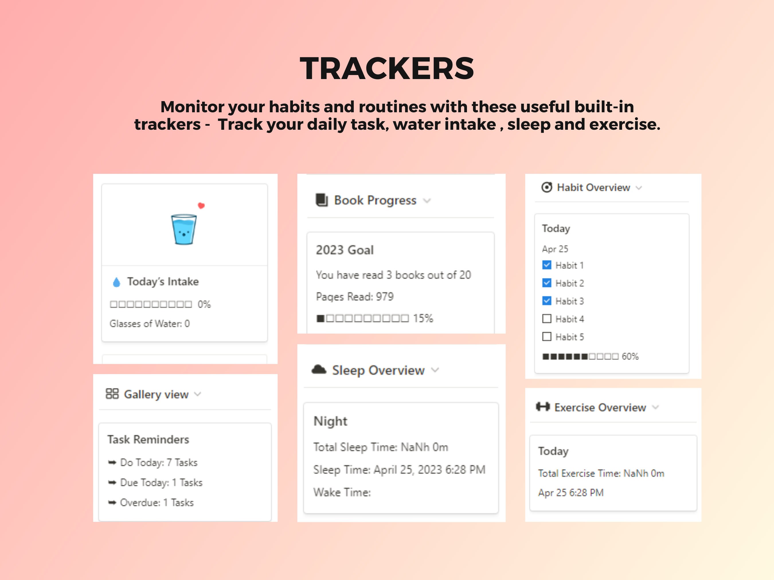 2023 Updated Notion Habit Tracker With Buttons and Graphs, With Book Organizer/tracker, Sleep ...