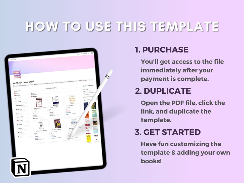 Notion Book Shelf, Digital Book Organizer, Notion Book Tracker, Notion ...