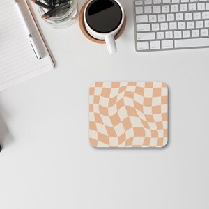 Peach Checkered Mouse Pad, Home Office Decor, Cute Mouse Pad, Gamer ...