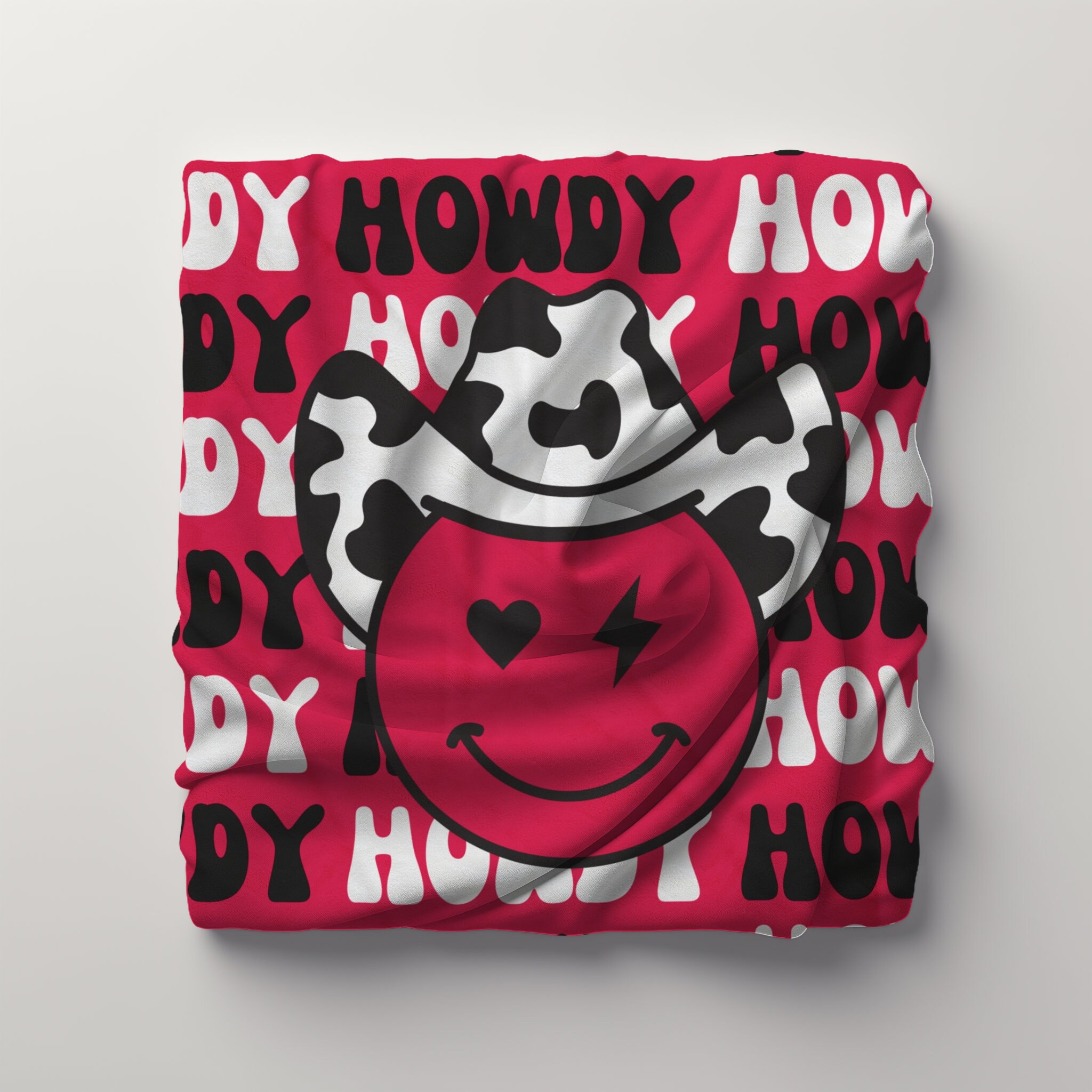 Howdy Cowboy Smiley Face Preppy Style Velveteen Plush Blanket, Unique ...