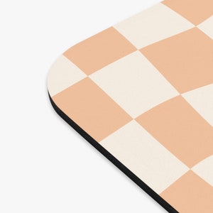 Peach Checkered Mouse Pad, Home Office Decor, Cute Mouse Pad, Gamer ...