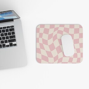 Pink Checkered Mouse Pad, Home Office Decor, Cute Mouse Pad, Gamer ...