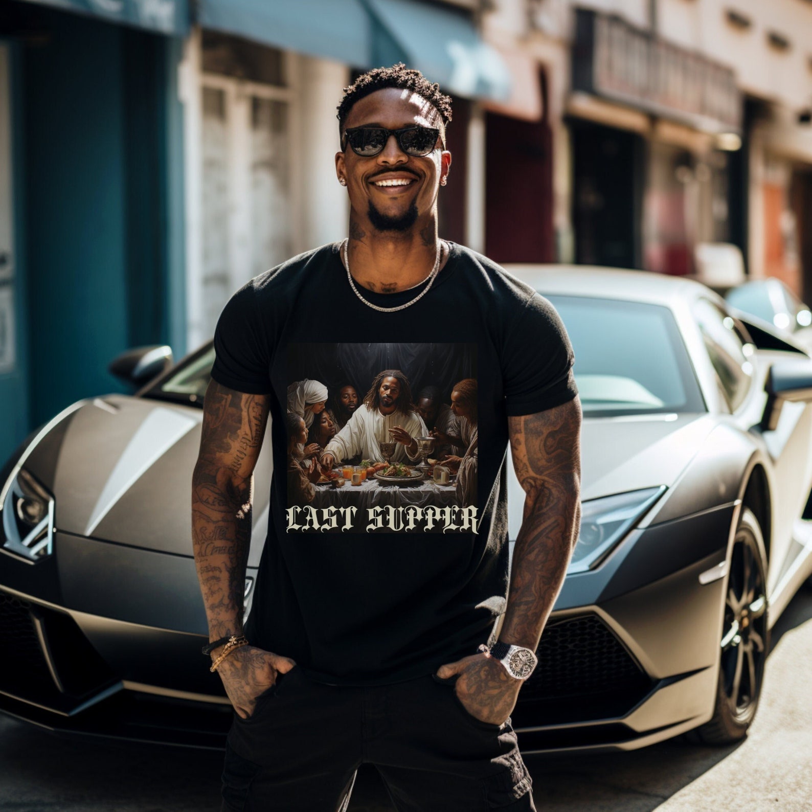 Black Jesus Last Supper Unisex Short Sleeve Tee, Christian Gift, Father ...