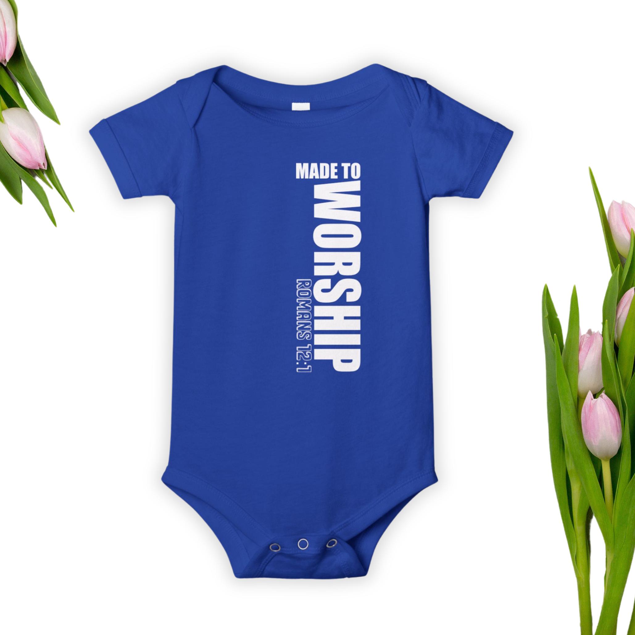 Made to Worship Baby Onesie, Christian Infant Bodysuit, Romans 12:1 ...