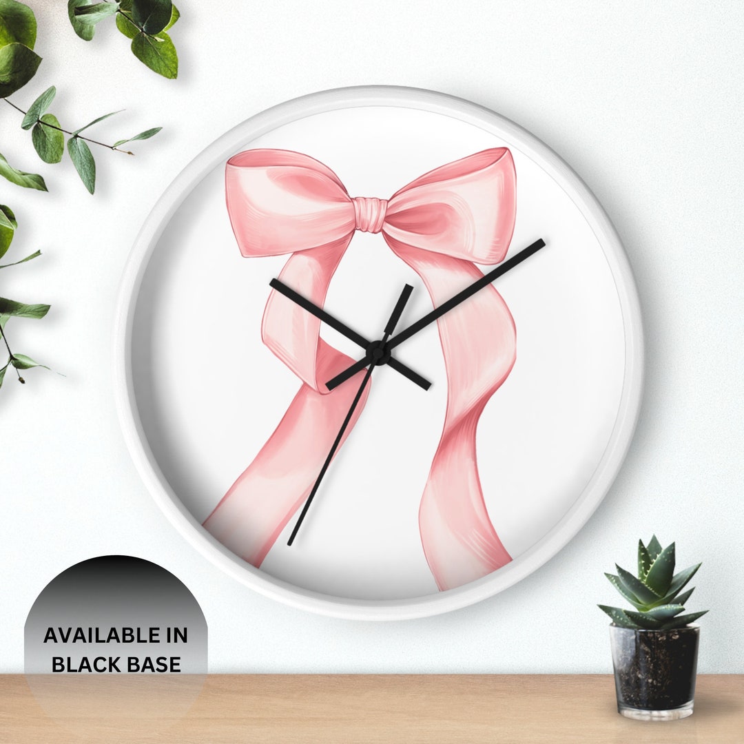 Pink Bow Coquette Wall Clock, Wall Art, Home Decor, Unique Gift for Her ...