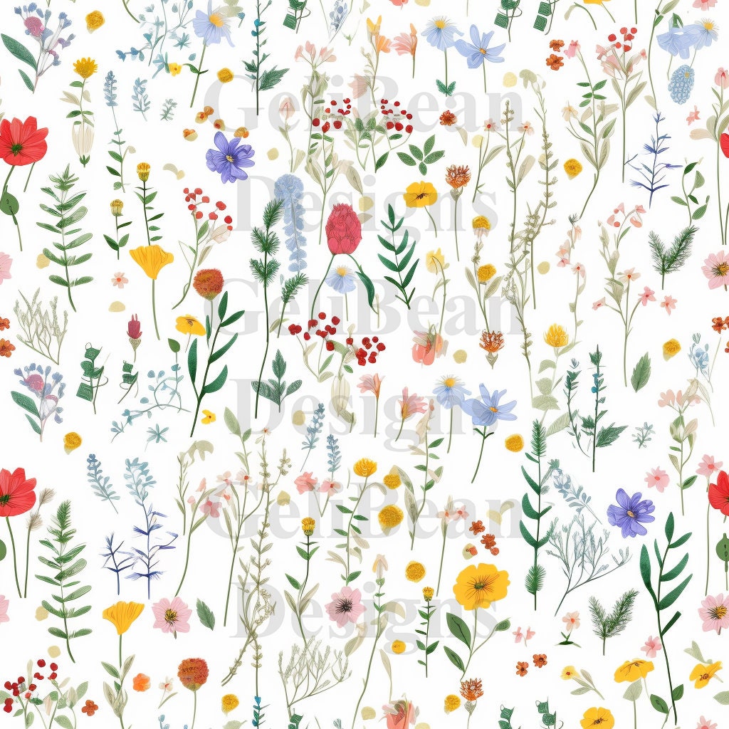 Wildflower Seamless Pattern, Pastel Wildflowers, Sublimation Pattern ...