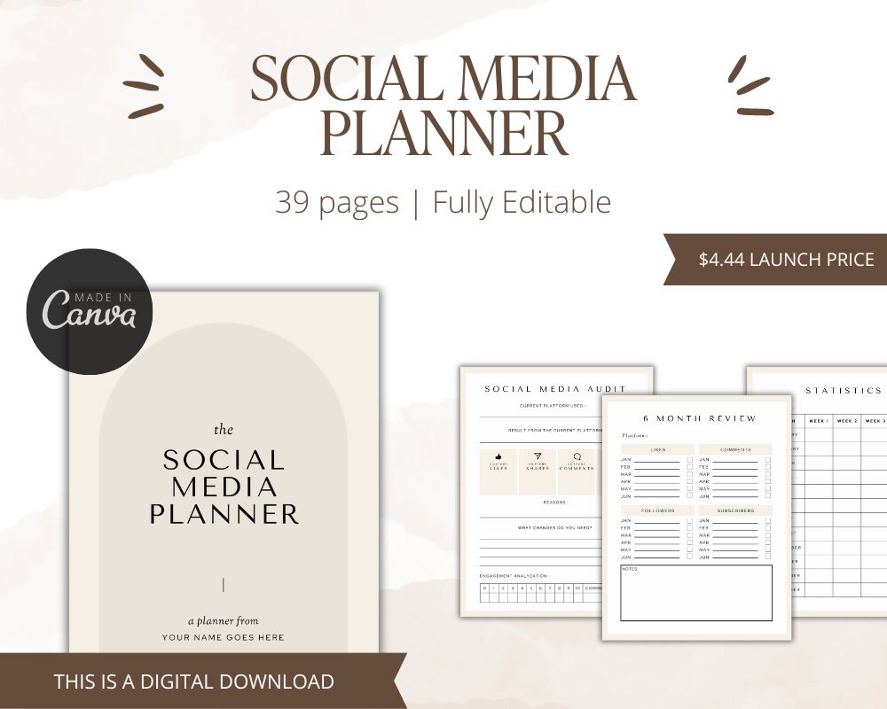 Social Media Content Planner, Social Media Planner, Social Media ...
