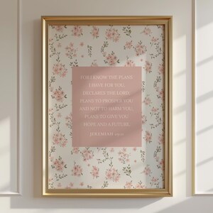 Jeremiah 29:11 Pink Christian Wall Art, Girls Room Decor Cottagecore ...