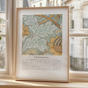 Christian Hymn I Surrender All, Printable Christian Wall Art Vintage ...