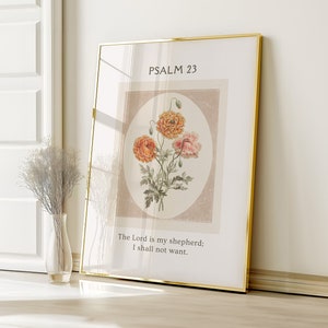 Psalm 23 Floral Print: Vintage Christian Nursery Decor (digital ...