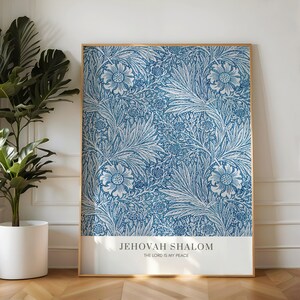 Jehovah Shalom, Blue Botanical Print, Hebrew Name of God, DIGITAL ...
