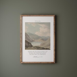The Beatitudes, Sermon on the Mount, Vintage Landscape Bible Verse ...