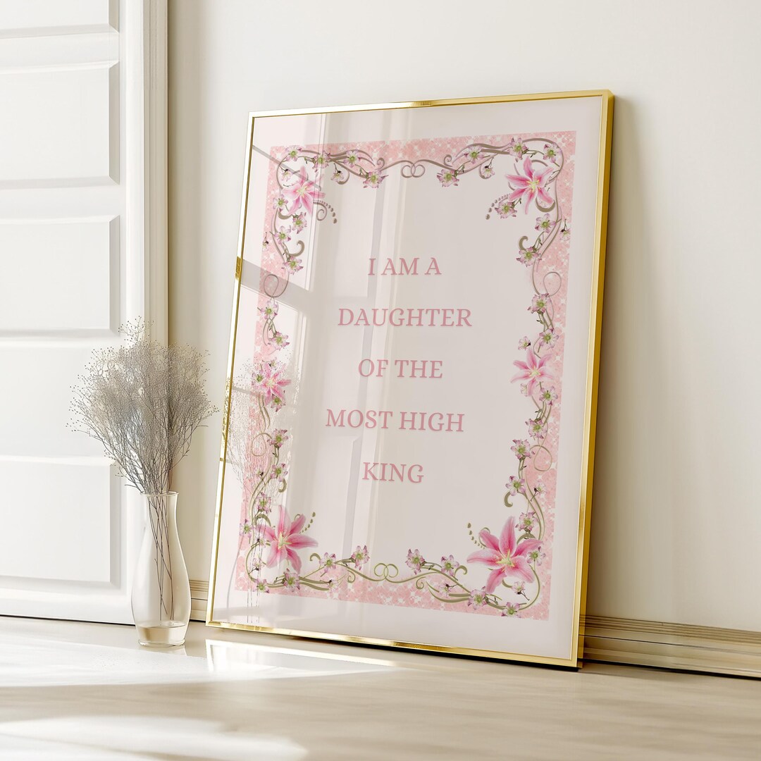 Daughter of the Most High King, Preppy Christian Art Pink Nursery ...