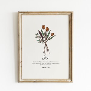 Christian Floral Set of 2, Boho Flower Bible Verse Prints, Colorful ...