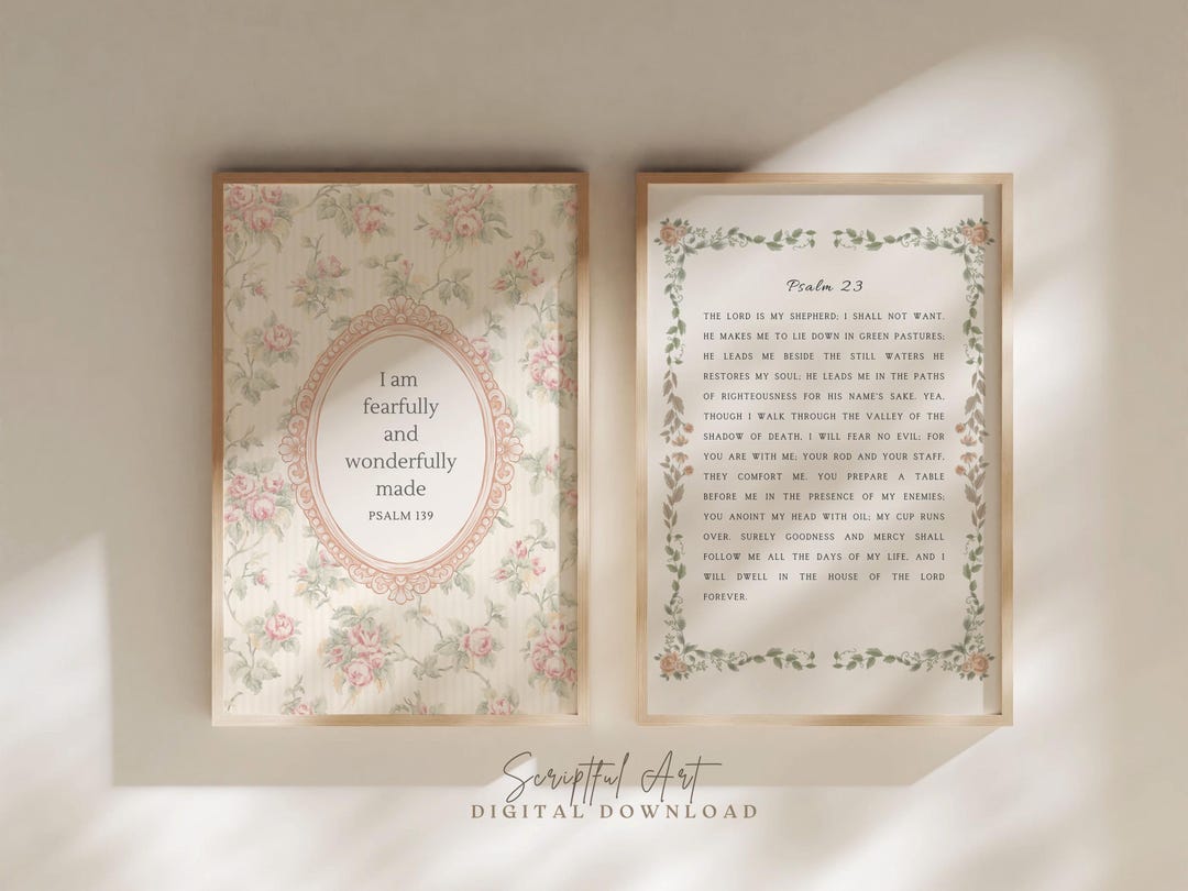 Soft Pink Christian Wall Art Set of 2 Cottagecore Nursery Decor Girls ...