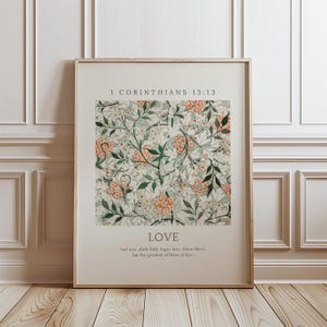 Floral Christian Wall Art, Set of 3, Faith Hope and Love, Bible Verse ...