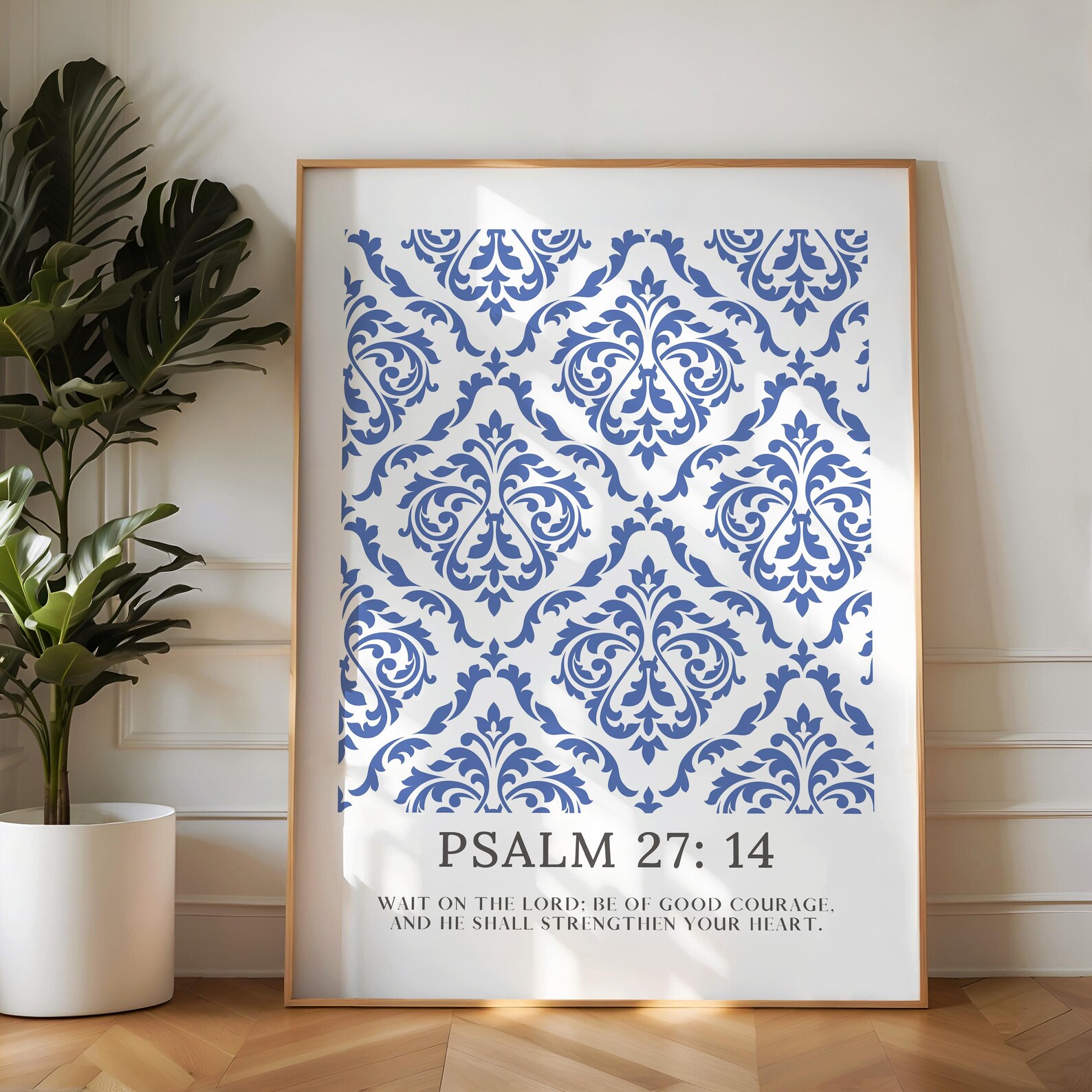 Christian Wall Art Blue Set of 6 Bible Verse Wall Art, Psalms Floral ...