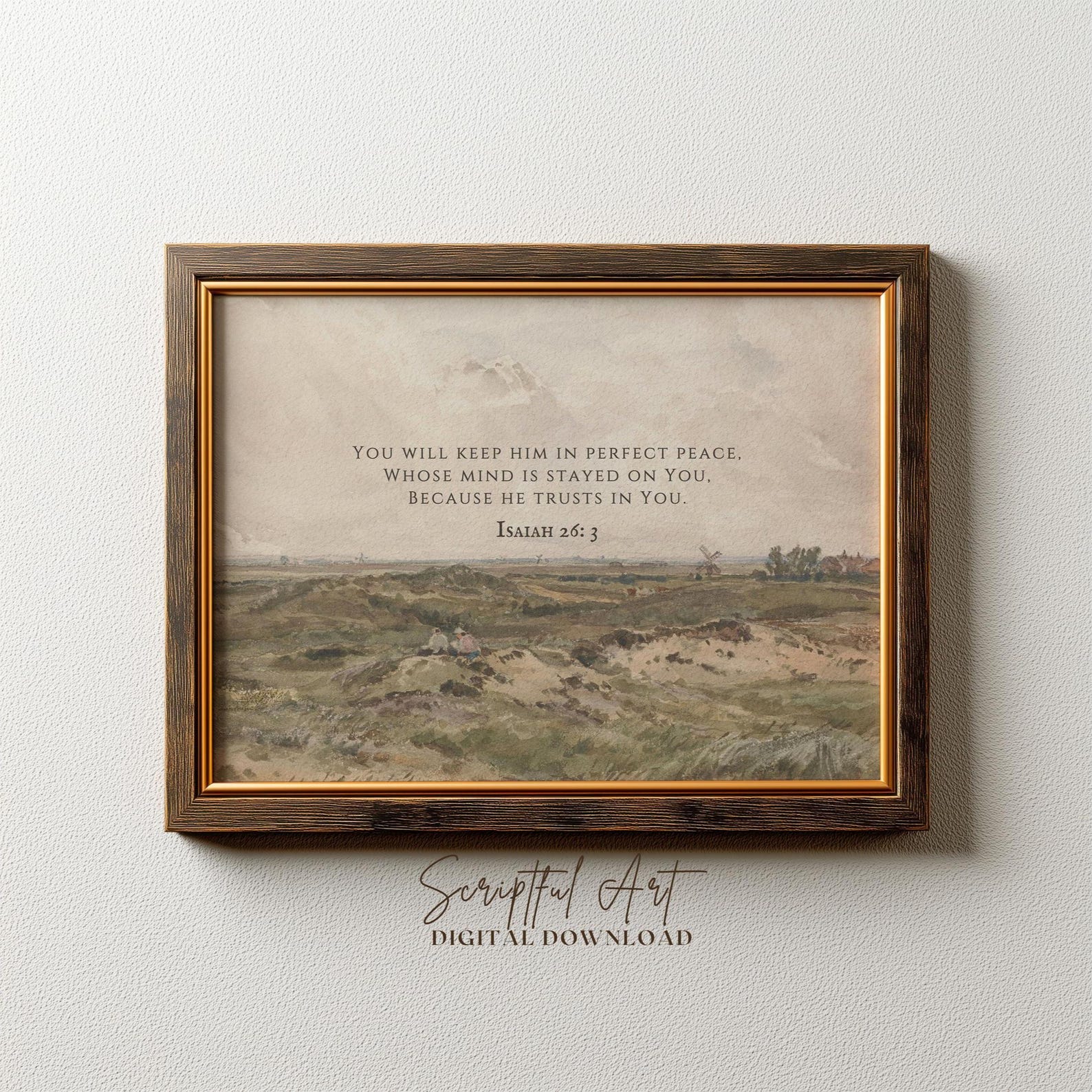 Christian Vintage Landscape Bible Print, Printable Scripture Art ...