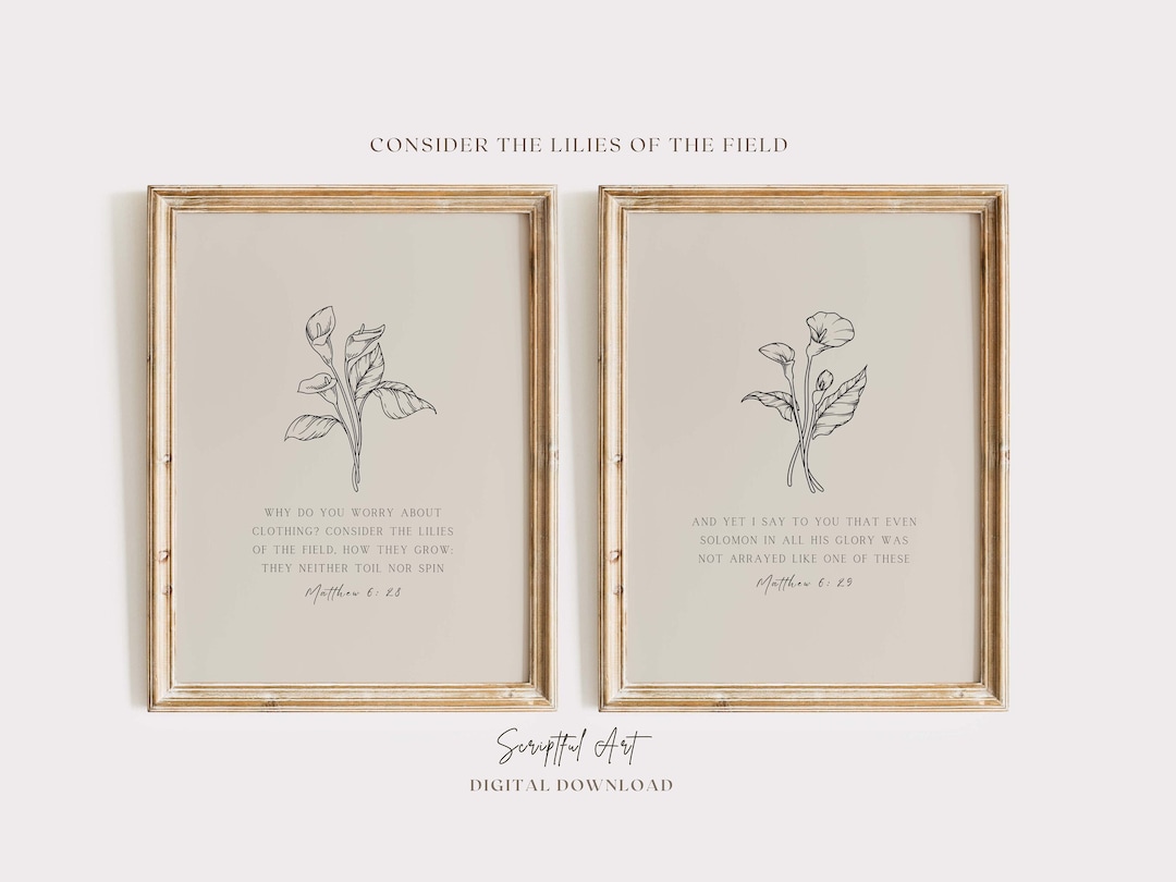 Christian Floral Wall Art, Set of 2, Neutral Bible Verse Posters ...