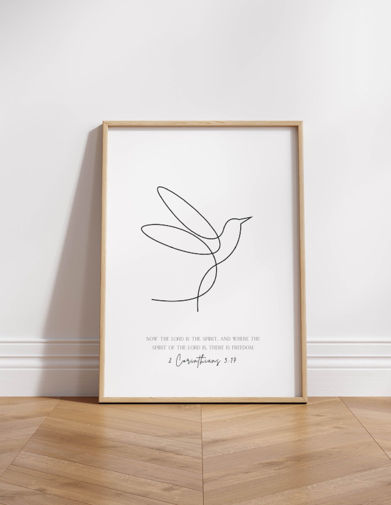 Holy Spirit Dove Poster Christian Line Art Print, Where the Spirit of ...