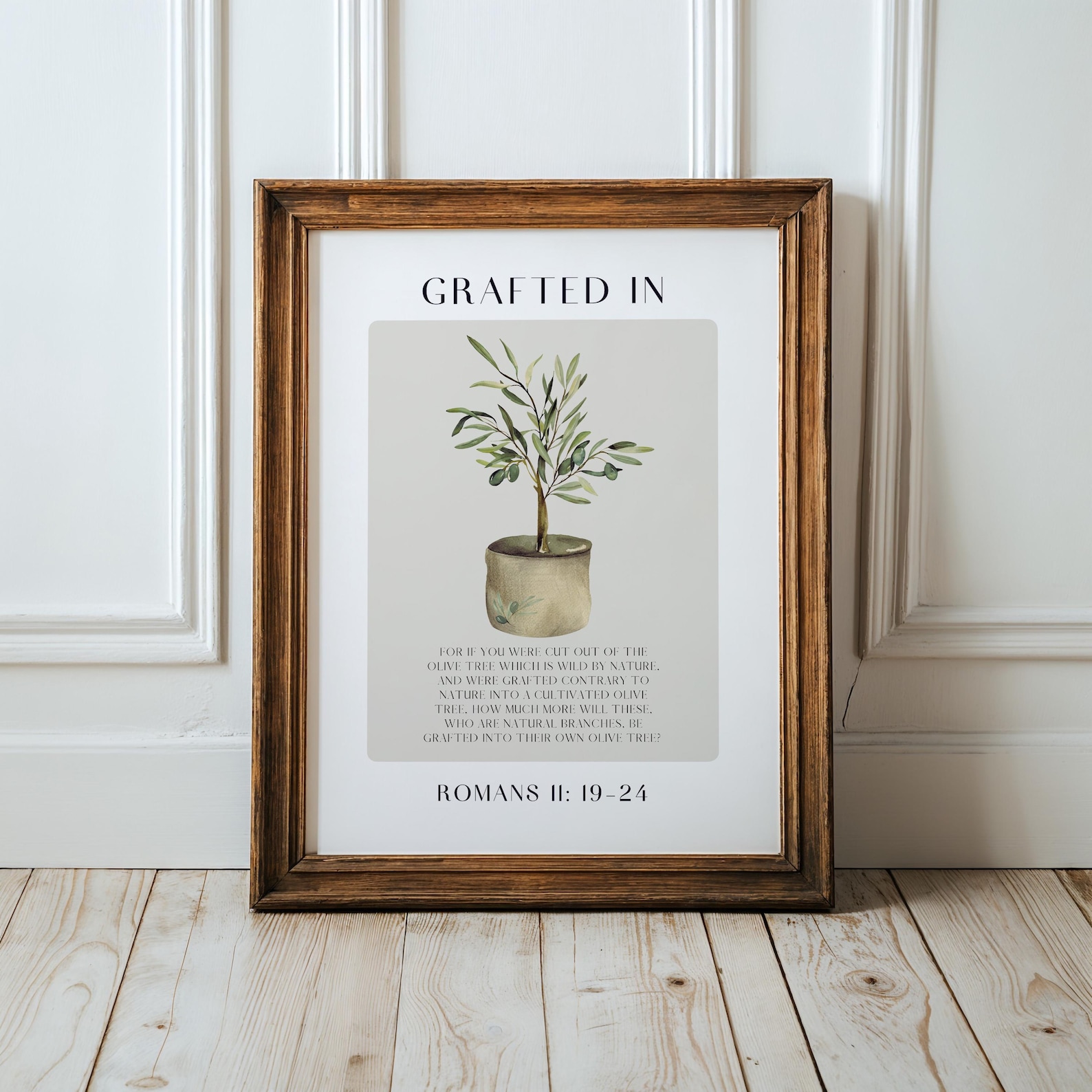 Olive Tree Scripture Art Print, Romans 11:19-24, Bible Verse Wall Art ...