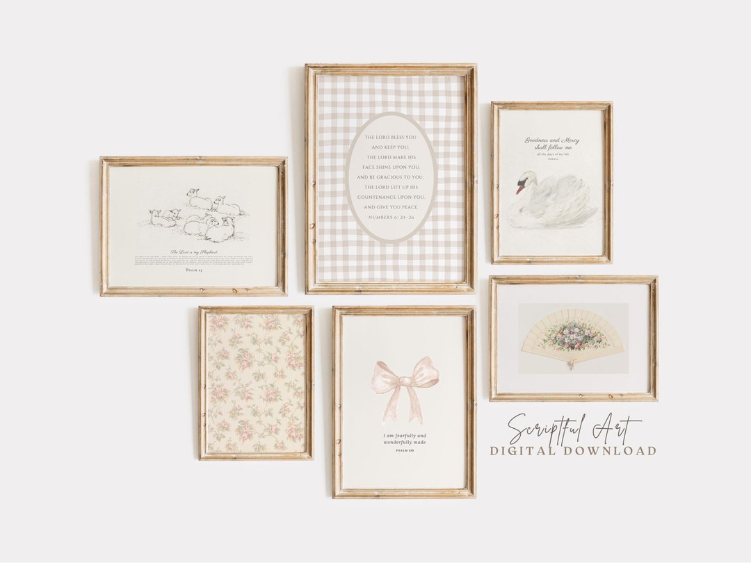 Subtle Christian Wall Art, Set of 6, Aesthetic Scripture Verses ...