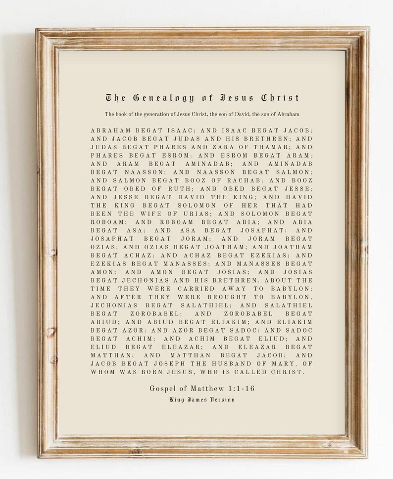 The Genealogy of Jesus Christ KJV Bible Verse Printables Wall - Etsy