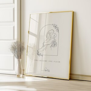 Christian Wedding Line Art Print: Couple Marriage Sketch (digital ...