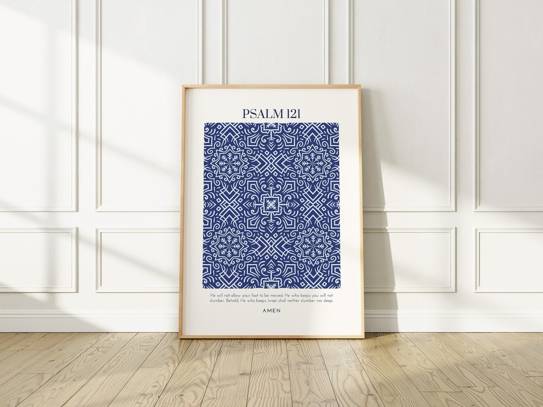 Psalm 121, Israel Poster, Blue Bible Verse, He Who Keeps Israel Shall ...