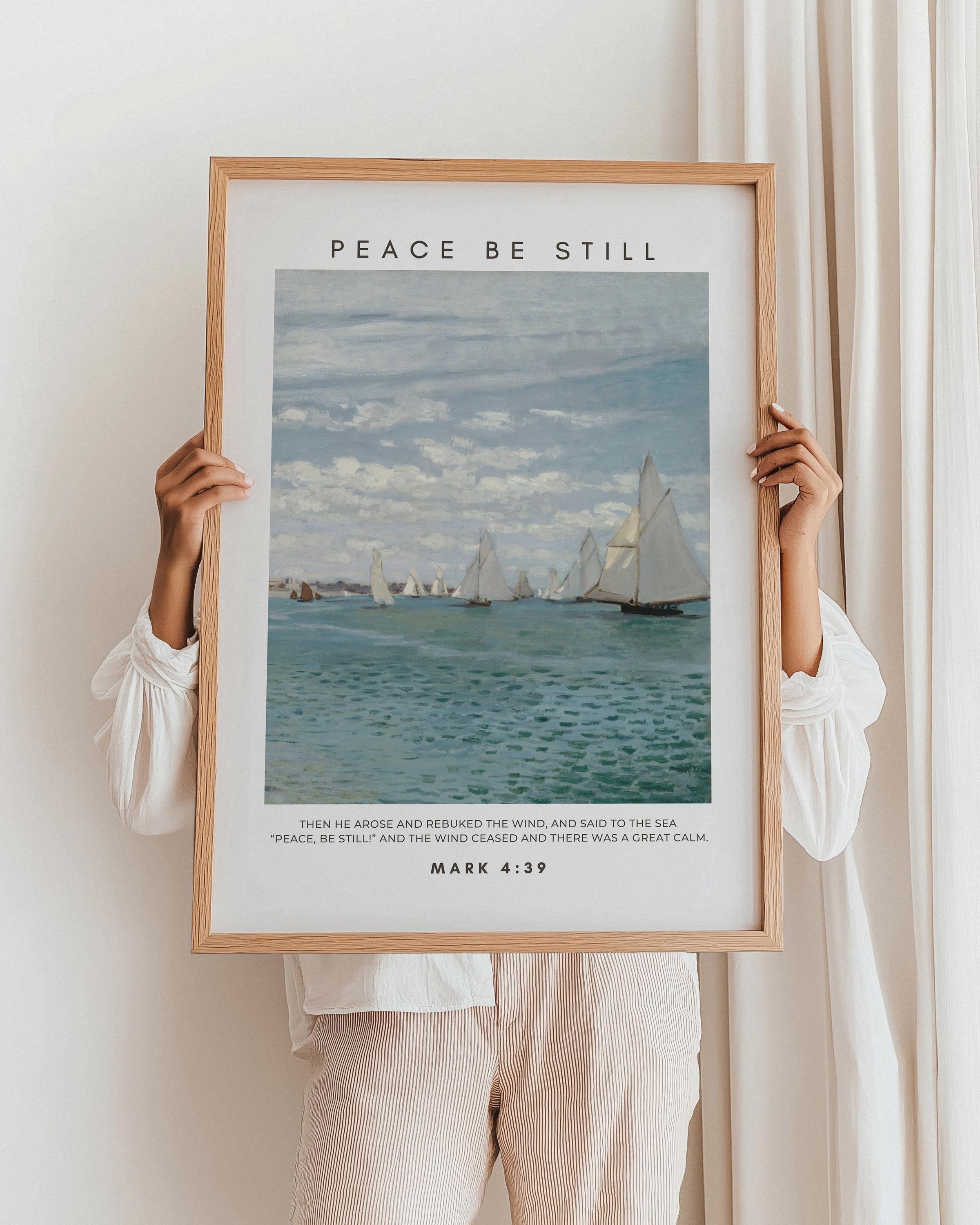 Vintage Coastal Christian Art: Boat Landscape, Bible Verse (digital ...