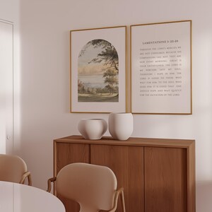 Christian Wall Art Set of 2, Tree Vintage Landscape Bible Prints, His ...