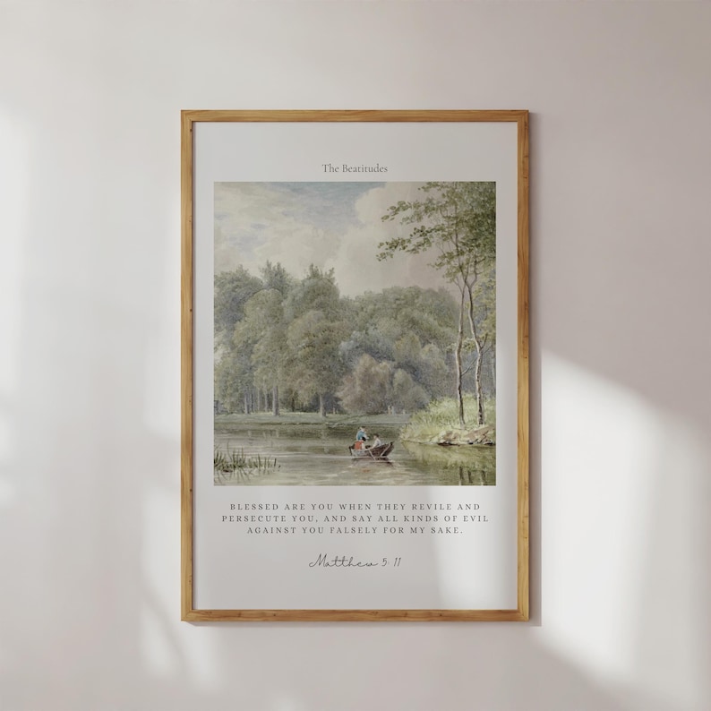 Vintage Christian Wall Art, the Beatitudes, Sermon on the Mount ...