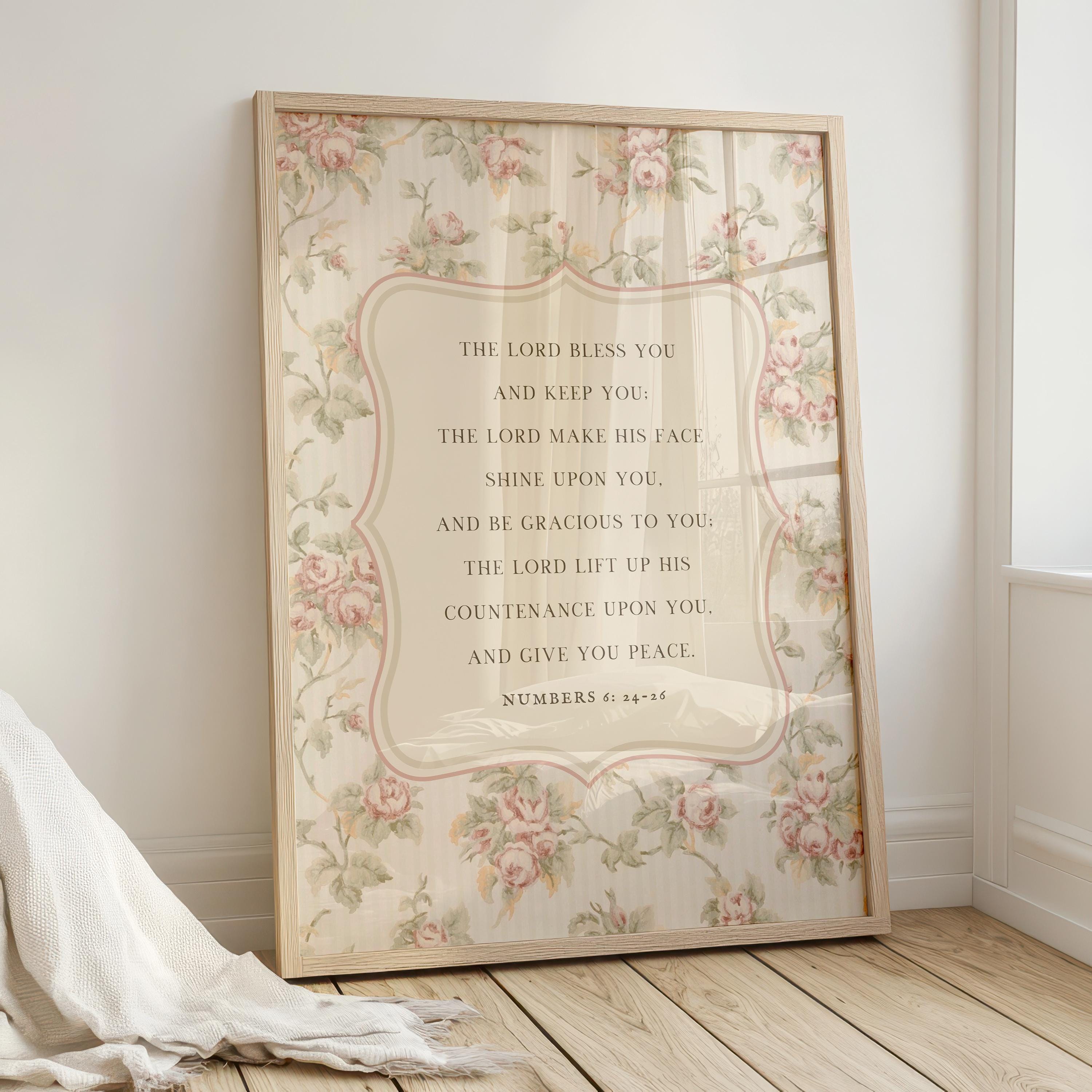 Vintage Floral Bible Verse Print: the Lord Bless You (digital Download ...