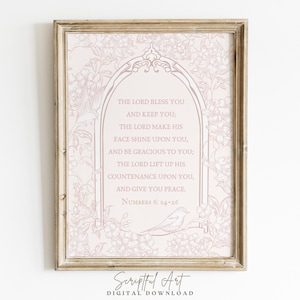Christian Wall Art, Soft Pink, Girls Nursery Decor, the Lord Bless You ...