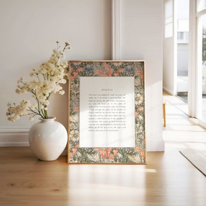 Psalm 23 Christian Wall Art, Floral Bible Verse Print, Vintage ...