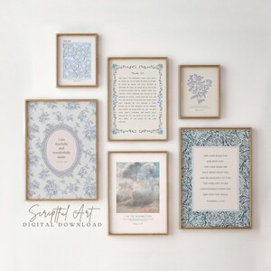 Blue Christian Wall Art, Set of 6, Vintage Bible Verse Bundle, Girls ...