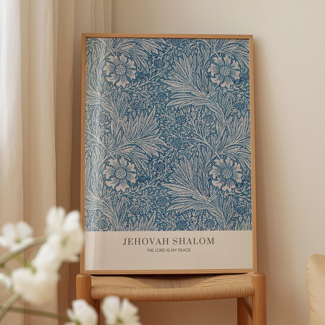 Jehovah Shalom, Blue Botanical Print, Hebrew Name of God, DIGITAL ...