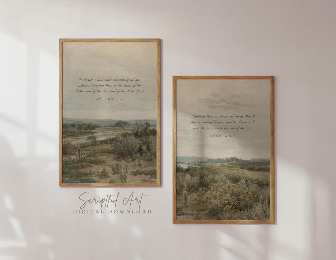 The Great Commission Christian Wall Art Set of 2 Vintage Scenery ...
