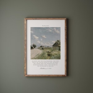 The Beatitudes, Sermon on the Mount, Vintage Landscape Bible Verse ...