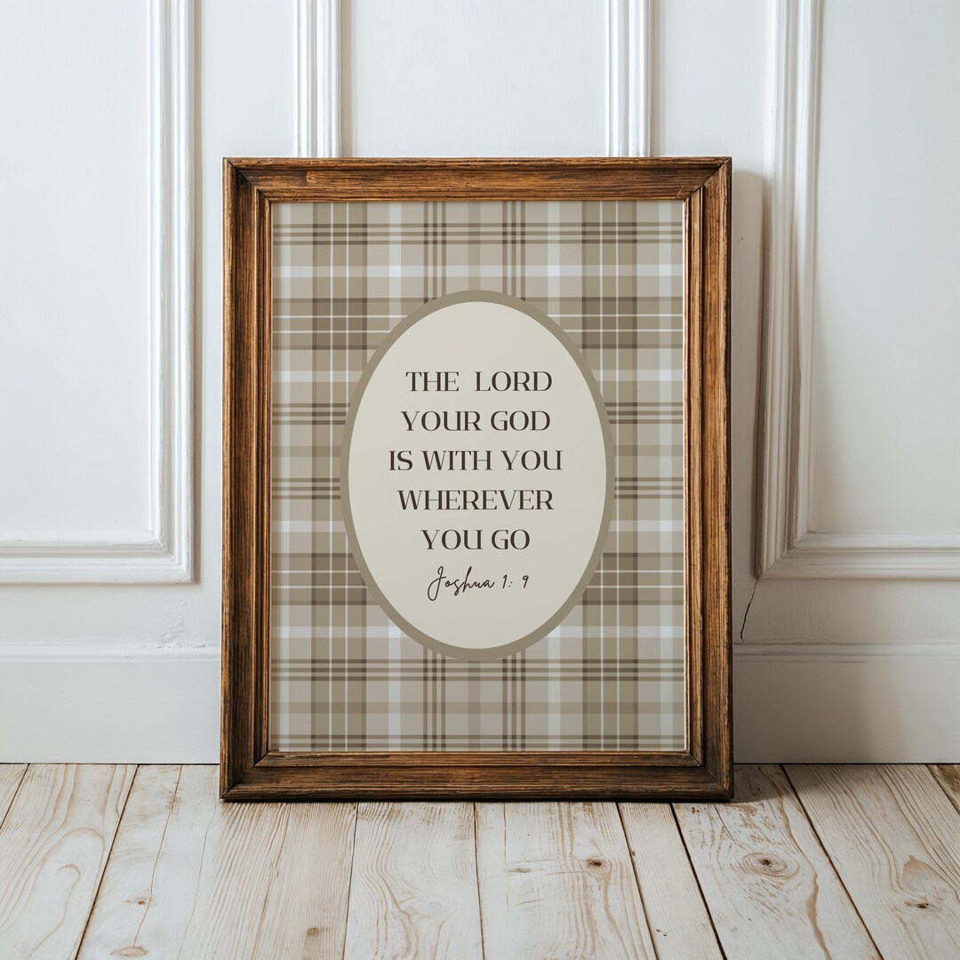 Boys Nursery Decor, Neutral Vintage Bible Verse Print, I Am With You ...