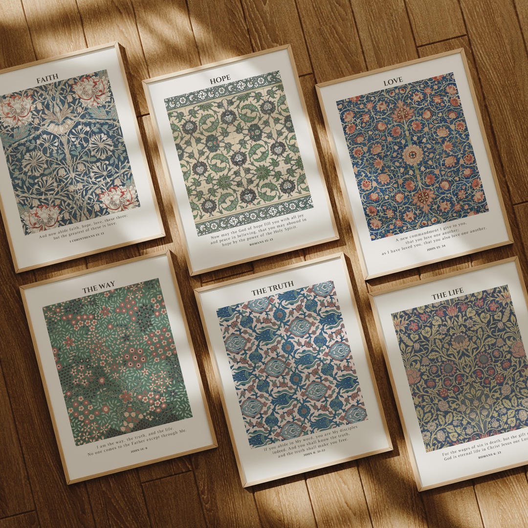 Christian Botanical Vintage Bible Verse Collage Set of 6, the Way the ...
