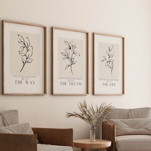 The Way the Truth the Life Wall Art Set of 3 Christian Art Printables ...
