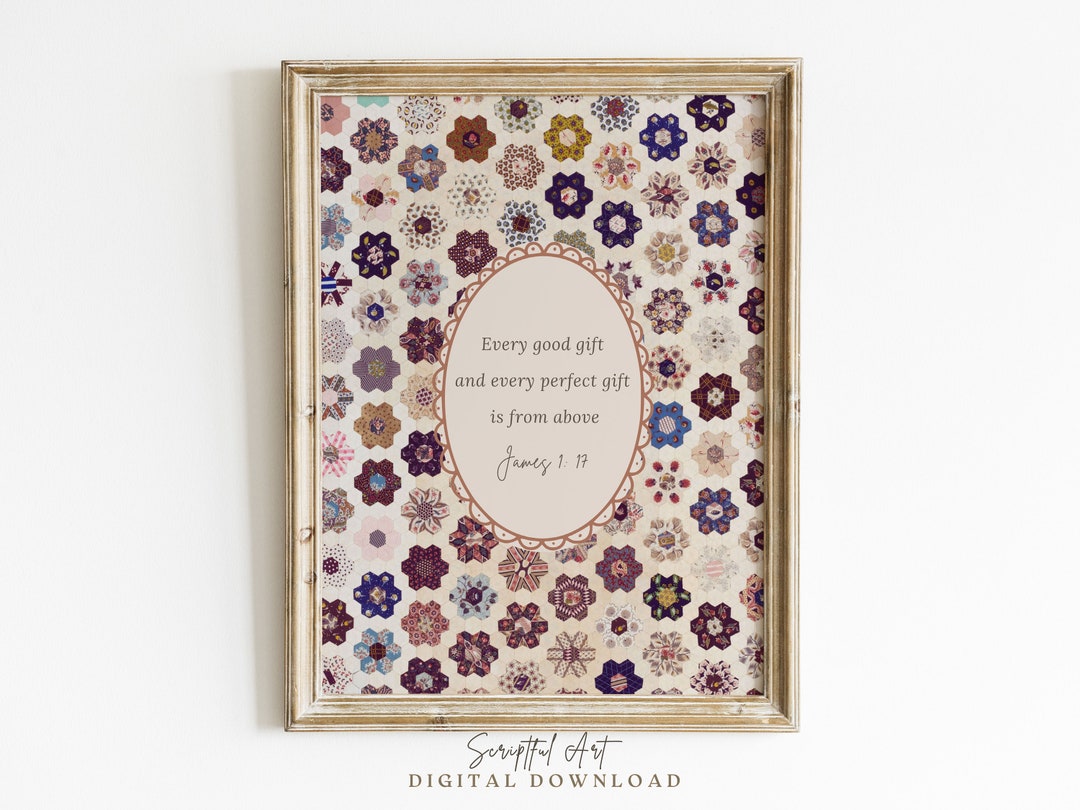 Retro Christian Poster, Bible Verse Printable Wall Art, James 1:17 ...