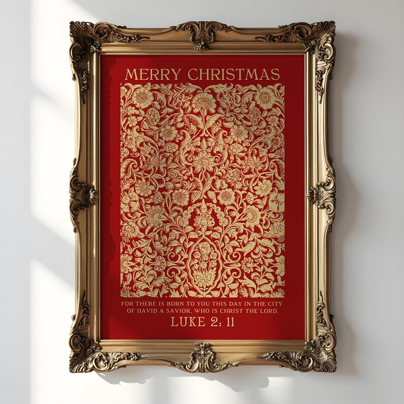 Merry Christmas Poster, Redchristian Vintage Print, Religious Holiday ...