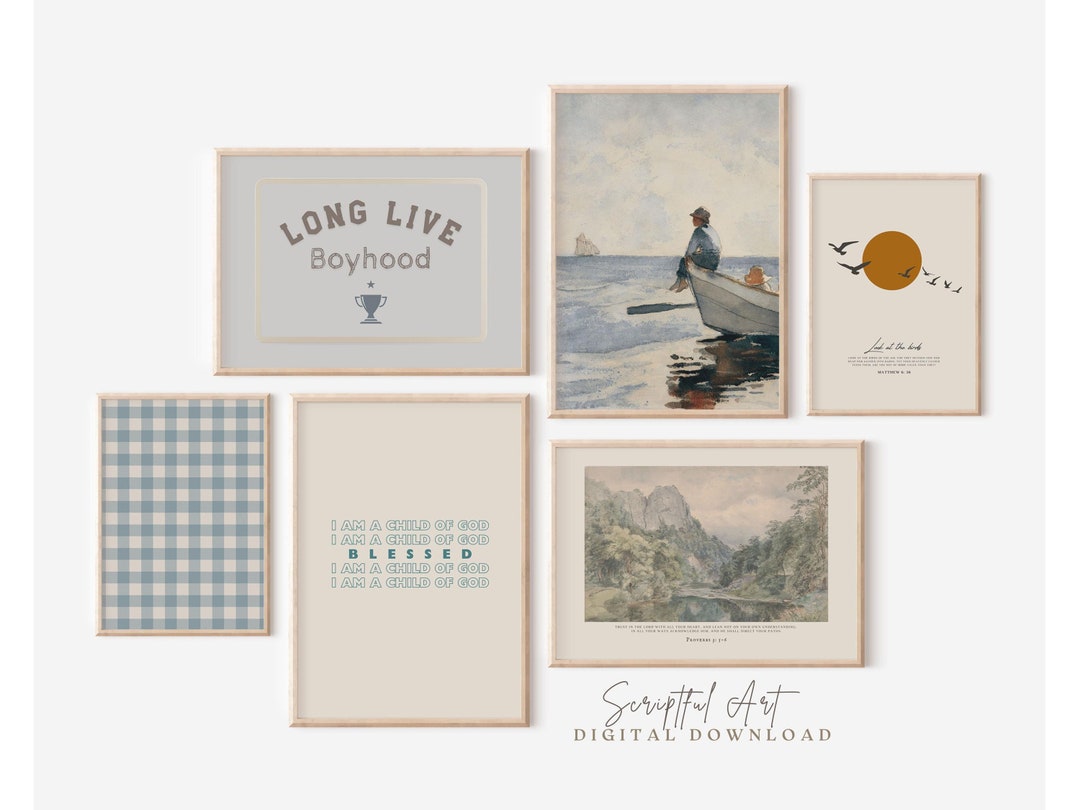 Christian Boys Nursery Wall Decor, Set of 6, Boys Bible Prints, I Am a ...