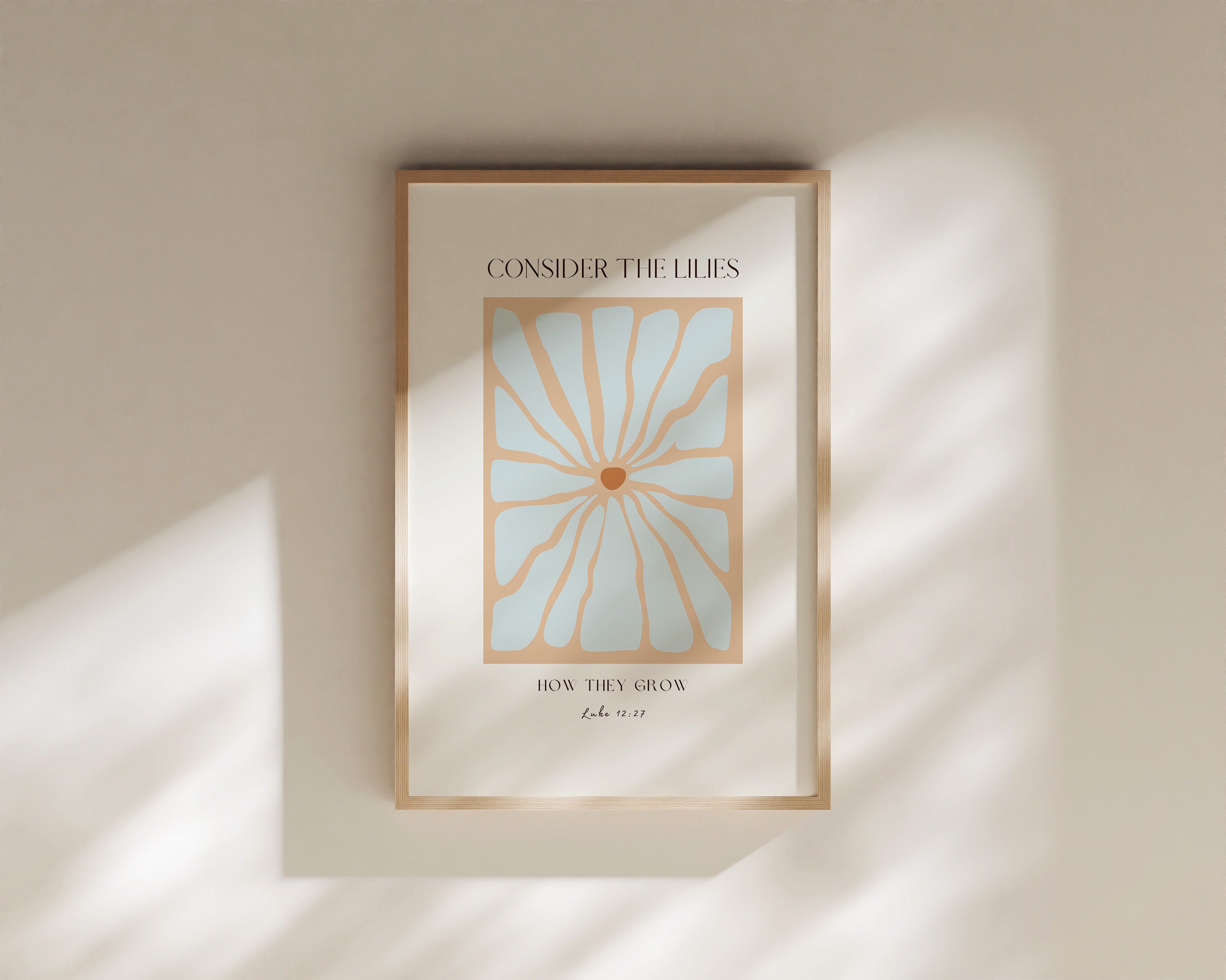 Light Blue Christian Wall Art Set of 3, Retro Floral Bible Verse Prints ...